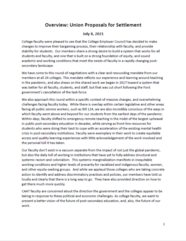 Bargaining Update – Opening Statements & Summary of Initial Proposals ...